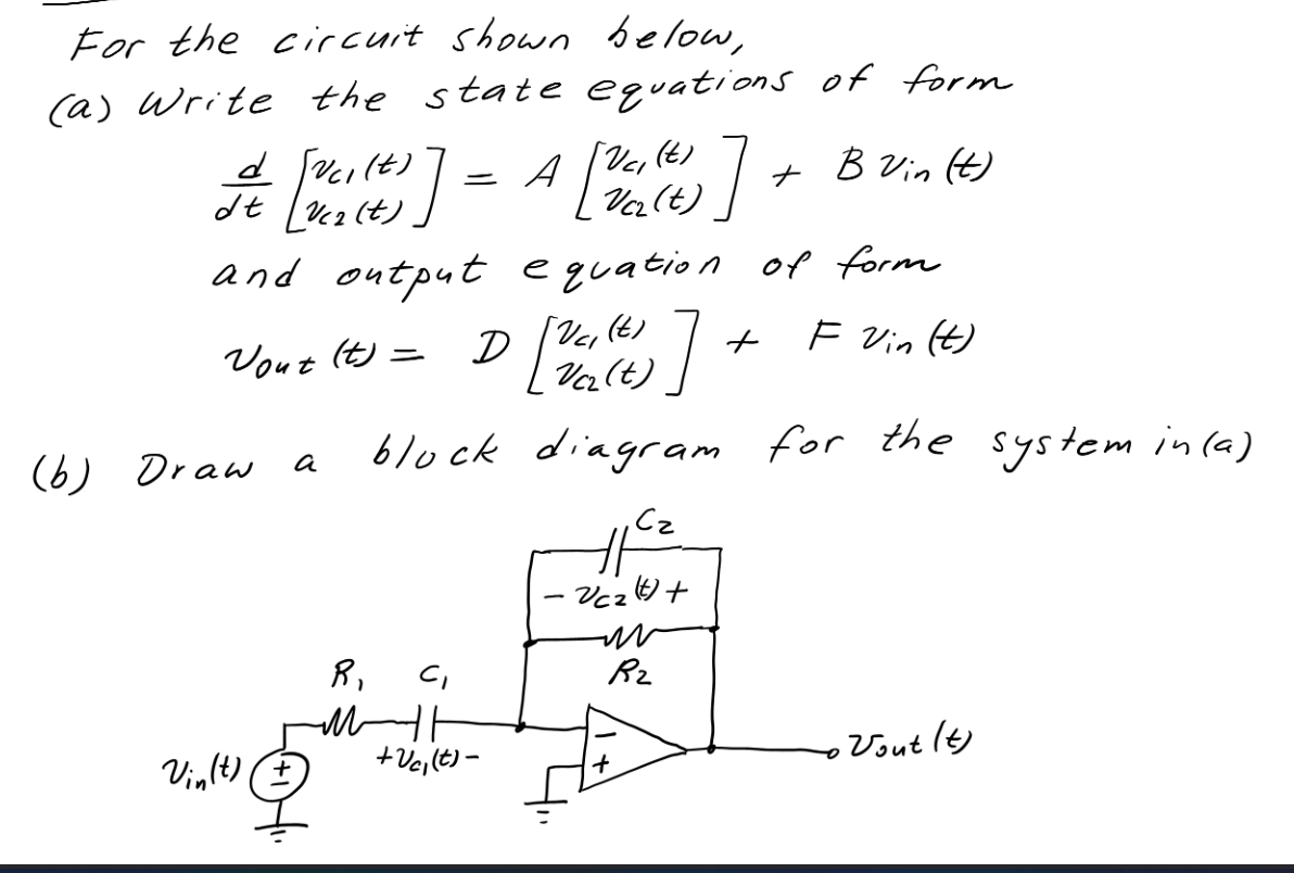 Solved For the circuit shown below, (a) Write the state | Chegg.com