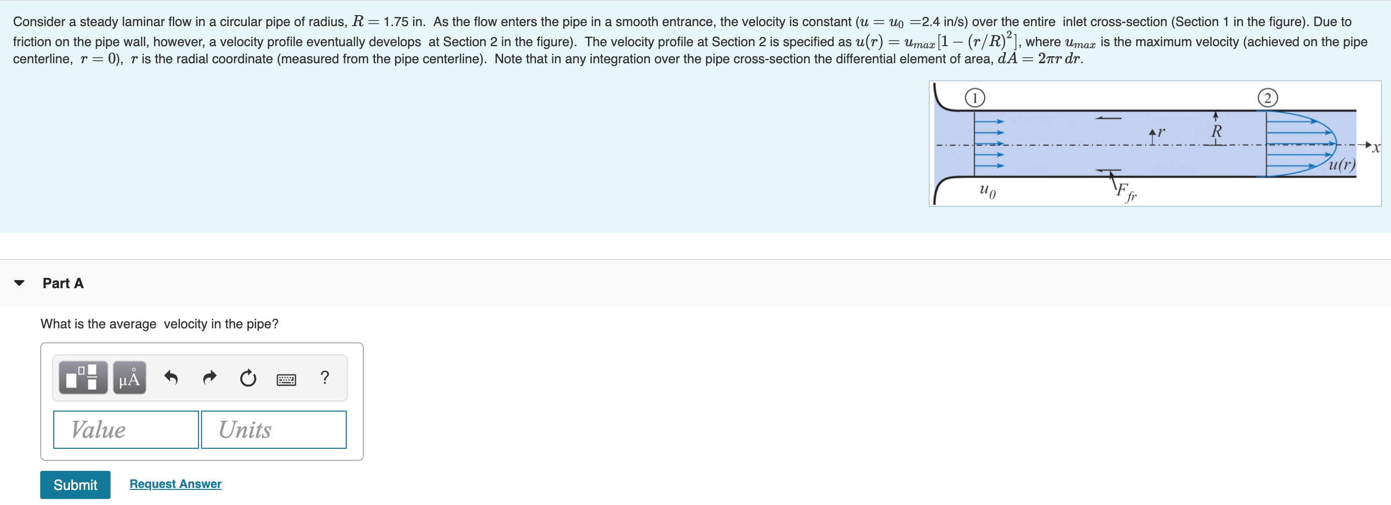Solved Consider a steady laminar flow in a circular pipe of | Chegg.com