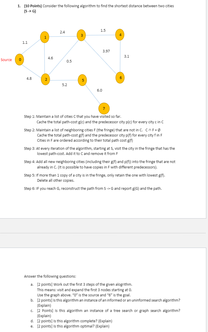 Solved 1. (10 Points) Consider the following algorithm to | Chegg.com