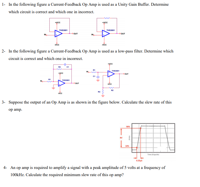 Solved 1. In the following figure a Current-Feedback Op Amp | Chegg.com