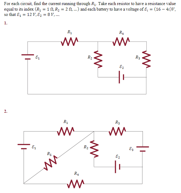 Solved For each circuit, find the current running through | Chegg.com