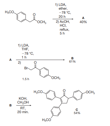 Solved H3CO. 1) LDA ether, -78 °C, 20 h 2) AcOH, HCI, | Chegg.com