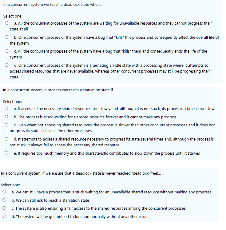 Solved In a concurrent system we reach a deadlock state | Chegg.com