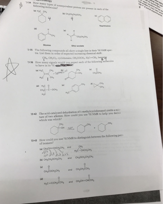 Solved 3-34 How many types of nonequivalent protons are | Chegg.com