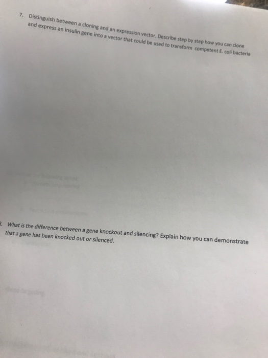 Solved Distinguish between a cloning and an expression 7. | Chegg.com