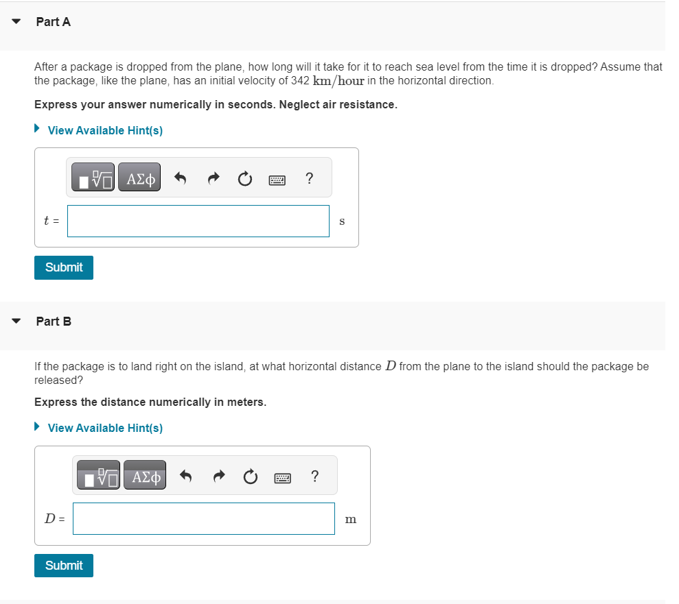Solved After a package is dropped from the plane, how long | Chegg.com