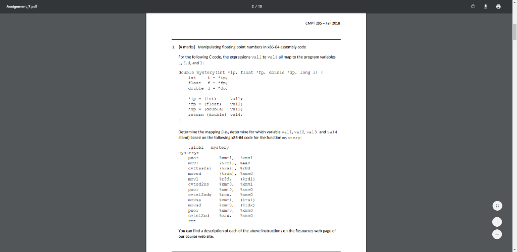 213 CMPT 295-Fall 2018 1. 4 marks] Manipulating | Chegg.com