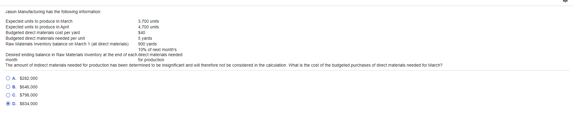 Solved Jason Manufacturing has the following information: | Chegg.com