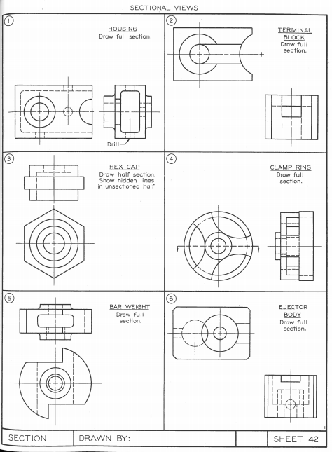 Solved SECTIONAL VIEWS 0 HOUSING Drow full section. TERMINAL | Chegg.com