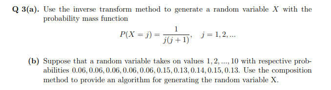 Solved 3a Use The Inverse Transform Method To Generate A 