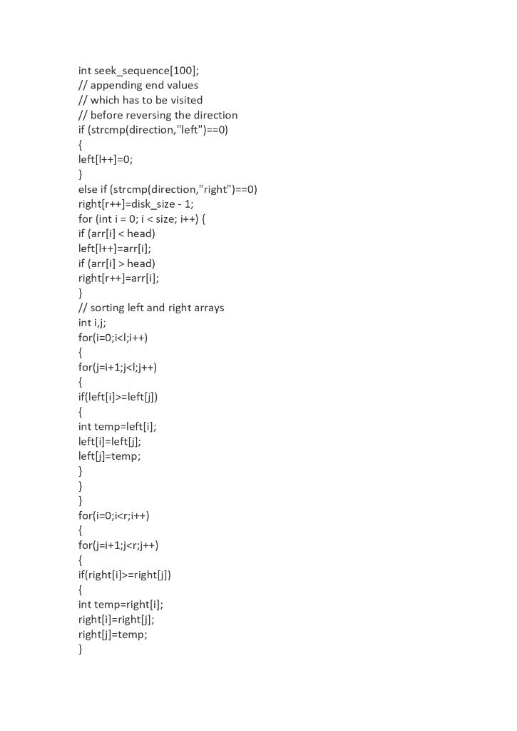Solved The Code Below Is A Scan Disk Scheduling Algorithm 0114