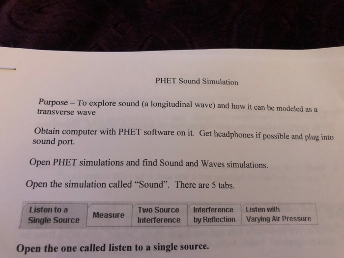 Solved PHET Sound Simulation Purpose - To explore sound (a | Chegg.com