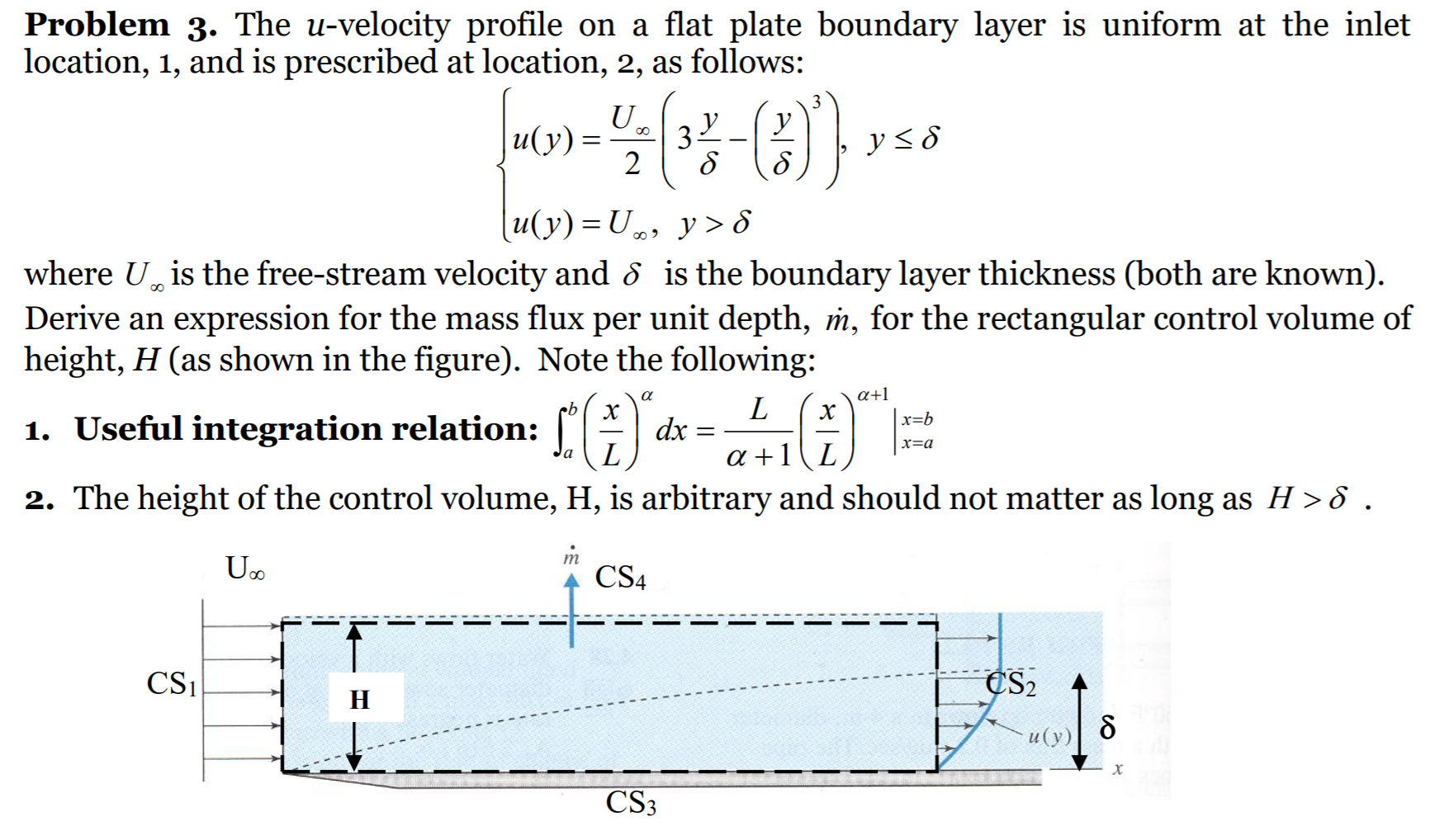 Solved Problem 3. The u-velocity profile on a flat plate | Chegg.com