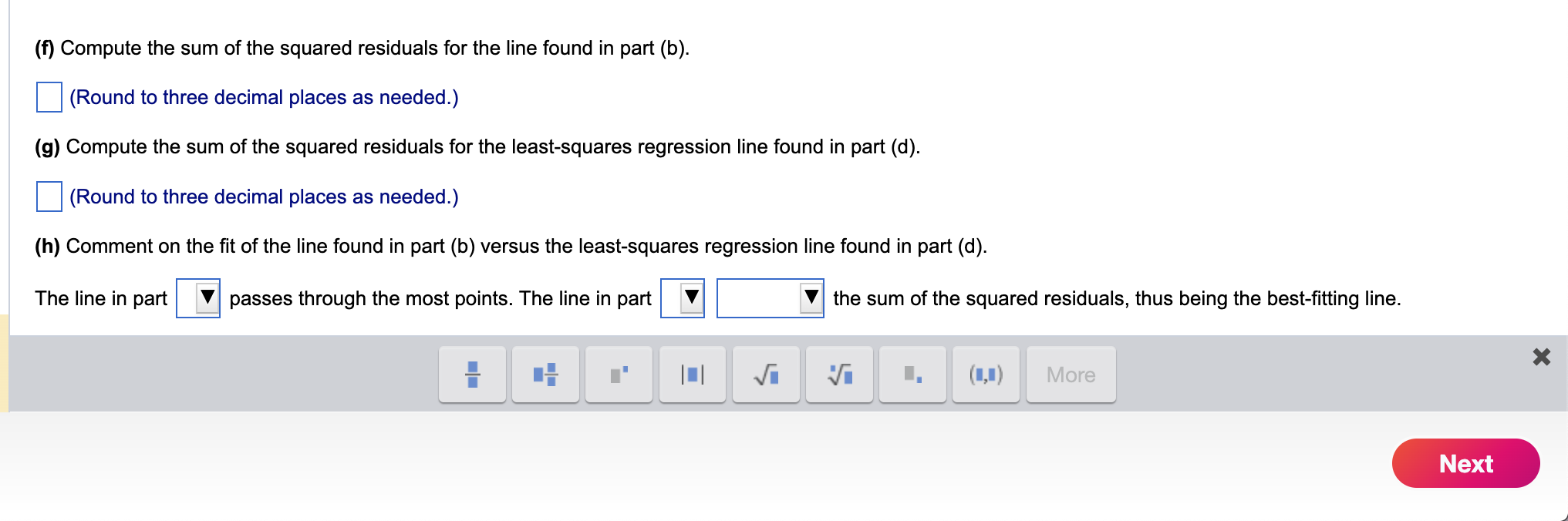 Solved Complete parts (a) through (h) for the data below. | Chegg.com