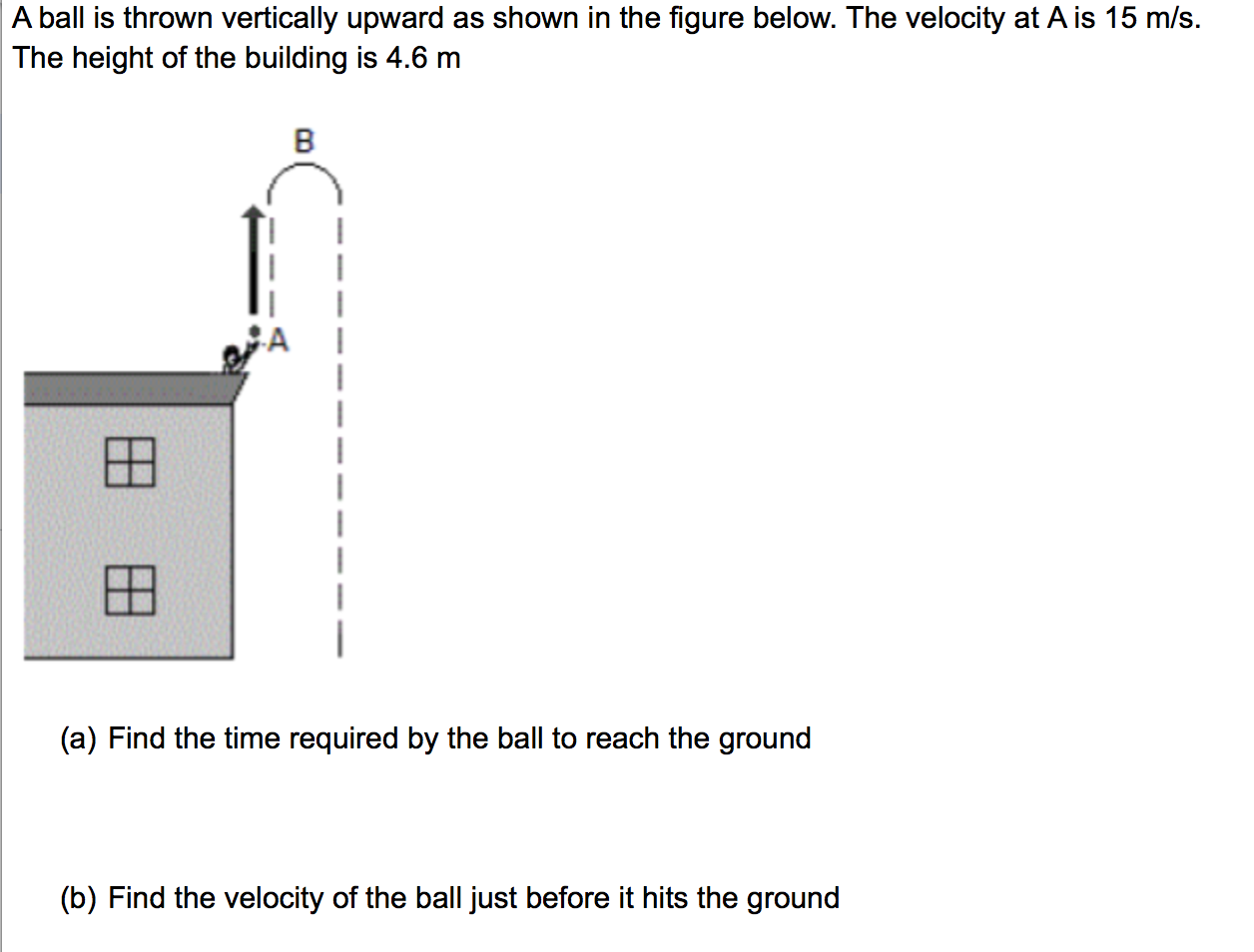 Solved A ball is thrown vertically upward as shown in the | Chegg.com