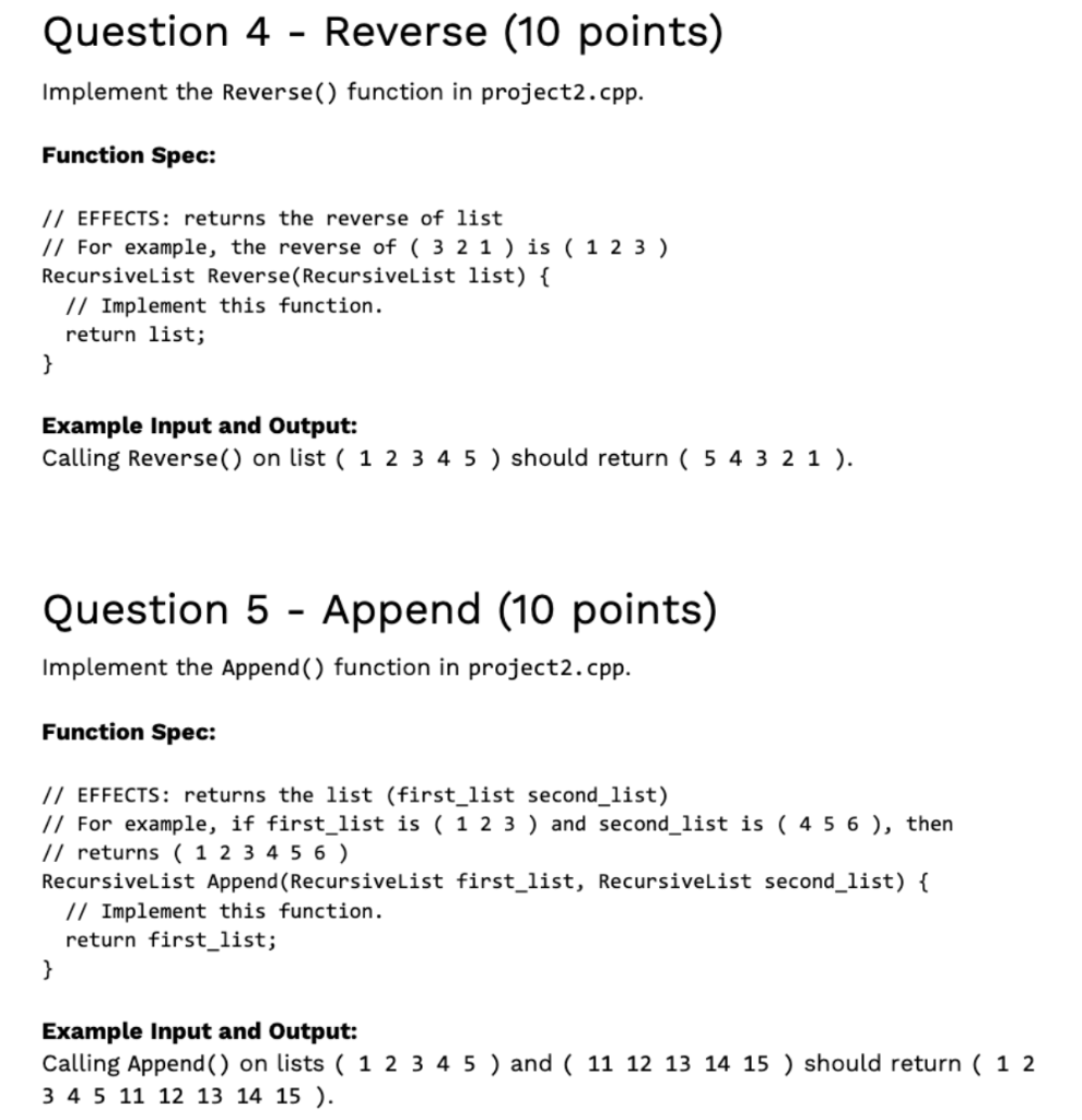 Solved Project Instructions Write code for each of the below | Chegg.com