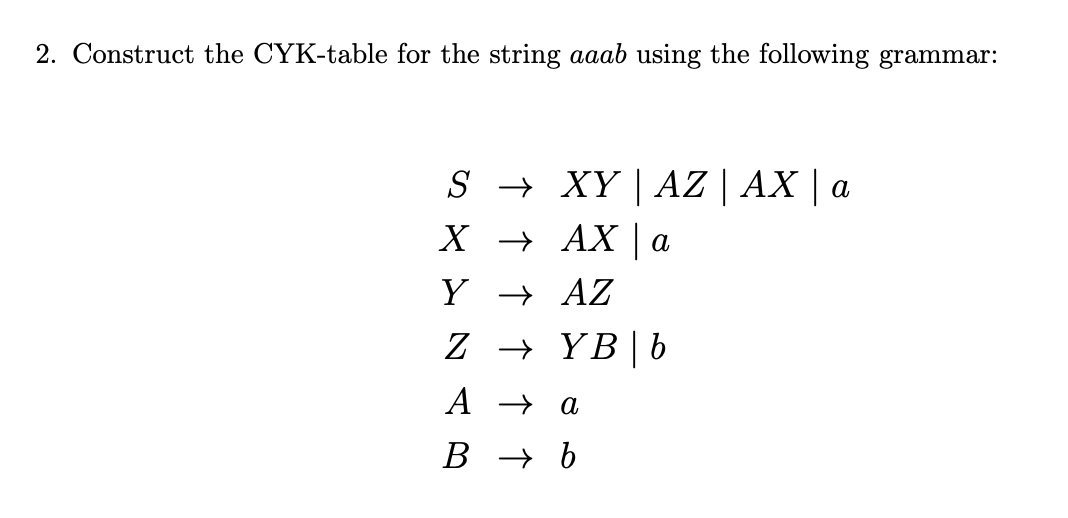 Solved 2 Construct The Cyk Table For The String Aaab Using 