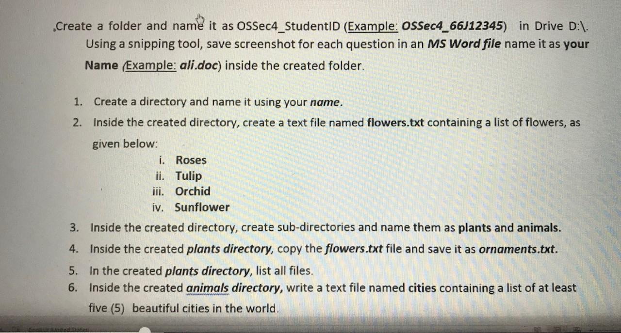 Create a folder and name it as OSSec4_StudentID | Chegg.com