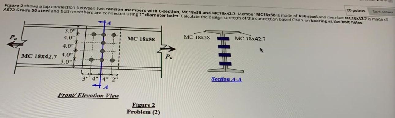 Solved Figure 2 shows a lap connection between two tension | Chegg.com