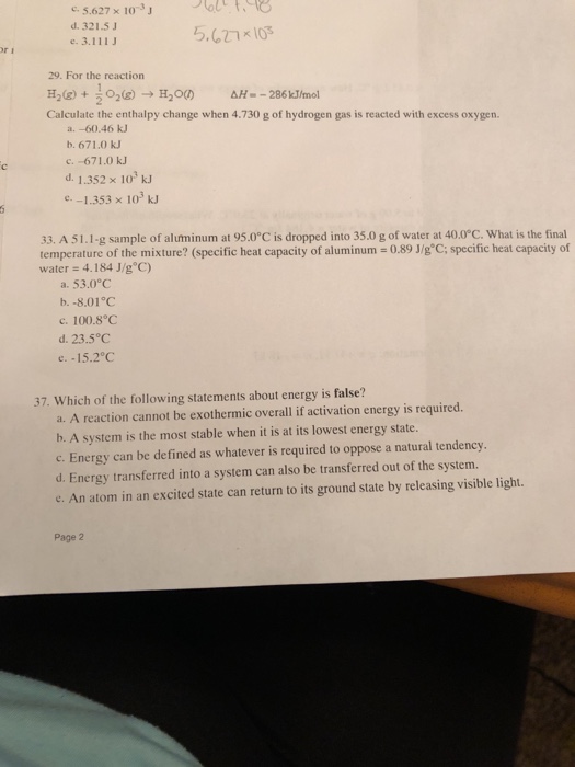 Solved c5.627 x 10-3 d. 321.5 e.3.111J 5,127 ? IOS or I 29. | Chegg.com