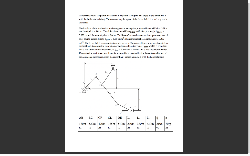 The dimensions of the planat me:hanism is shown in | Chegg.com