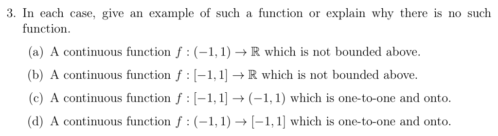 Solved 3. In each case, give an example of such a function | Chegg.com