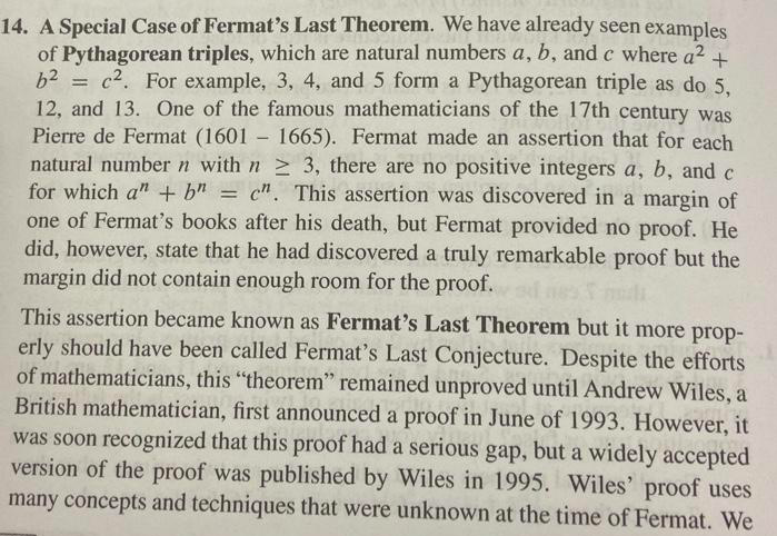 Solved 14. A Special Case of Fermat's Last Theorem. We have | Chegg.com