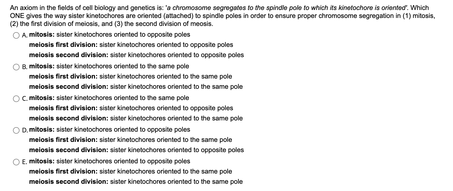 Solved An axiom in the fields of cell biology and genetics | Chegg.com