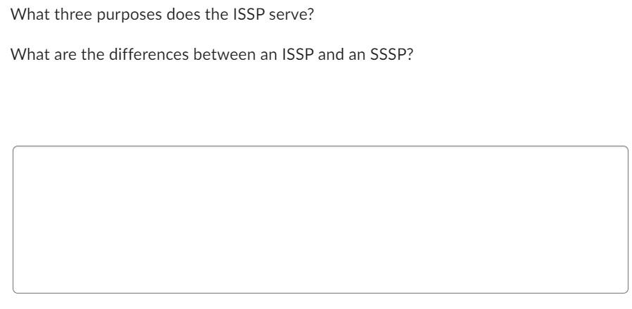 Solved What are the differences between an ISSP and an SSSP? | Chegg.com