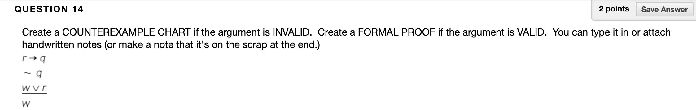 Solved Create a COUNTEREXAMPLE CHART if the argument is | Chegg.com