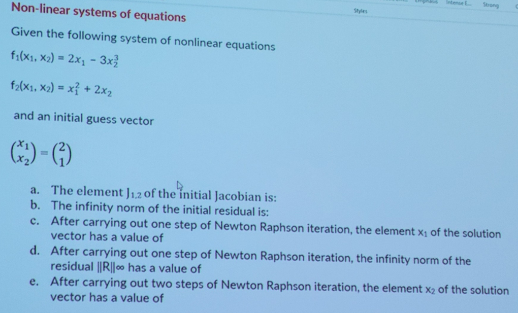 Solved Non-linear systems of ﻿equationsGiven the following | Chegg.com