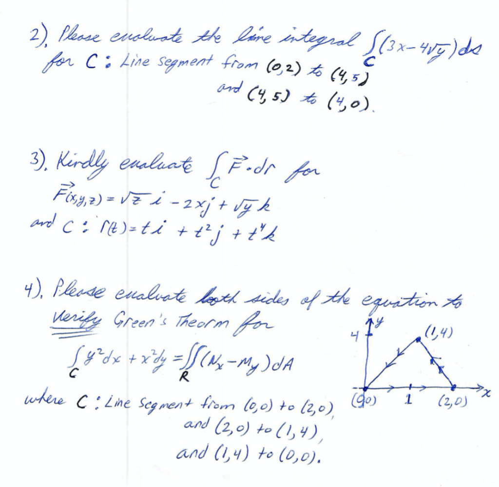 Solved 2) Please evoluate the line integral $(3x-455) de for | Chegg.com