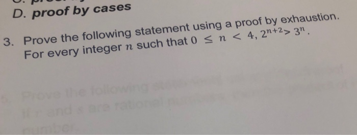 Solved D. proof by cases 3. Prove the following statement | Chegg.com