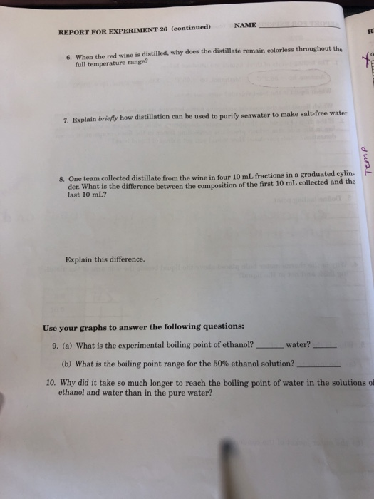 Solved NAME REPORT FOR EXPERIMENT 26 (continued) 6. When the | Chegg.com