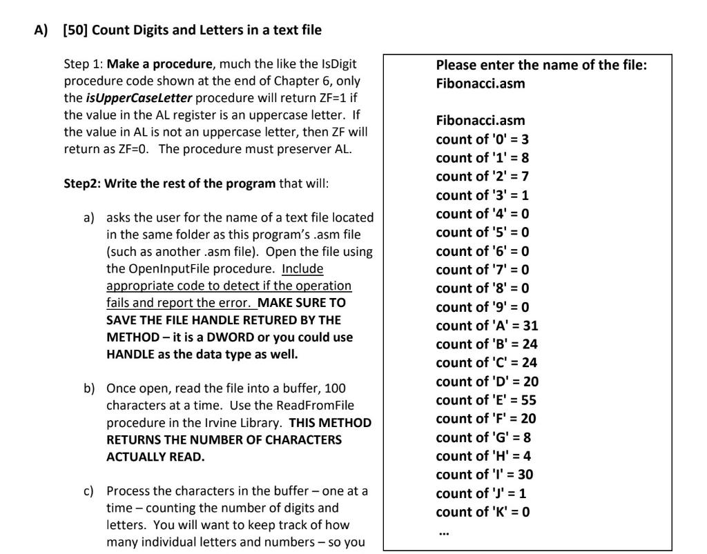 A 50 Count Digits And Letters In A Text File Chegg