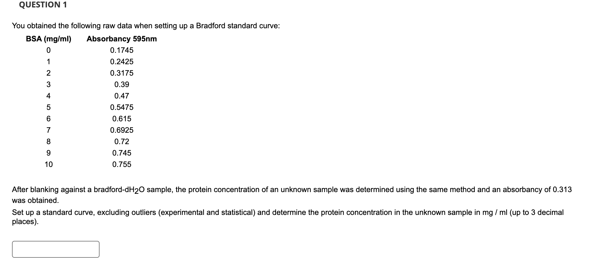 Solved You obtained the following raw data when setting up a | Chegg.com