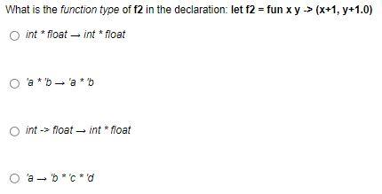 Solved What is the function type of f2 in the declaration: | Chegg.com