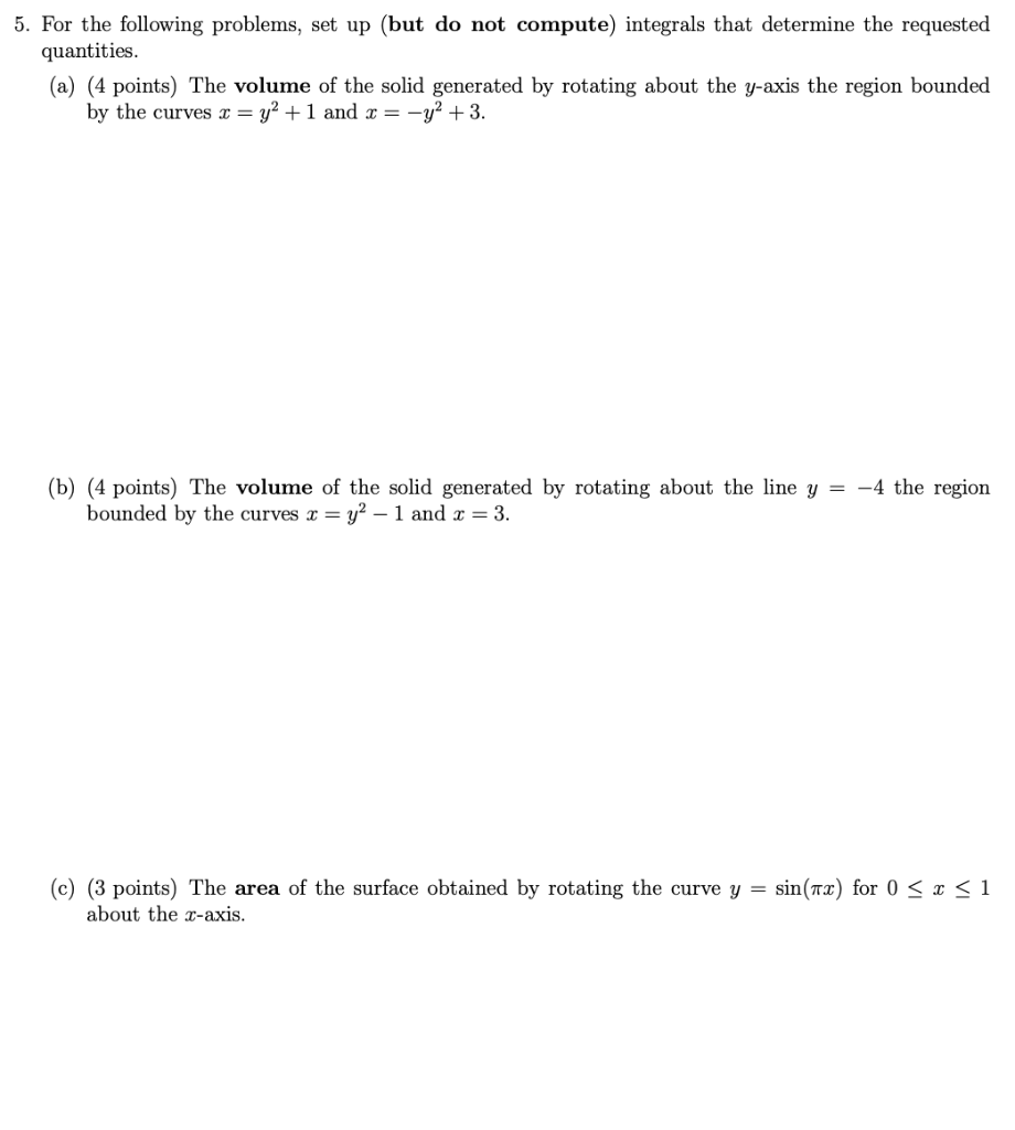 Solved 5 For The Following Problems Set Up But Do Not 