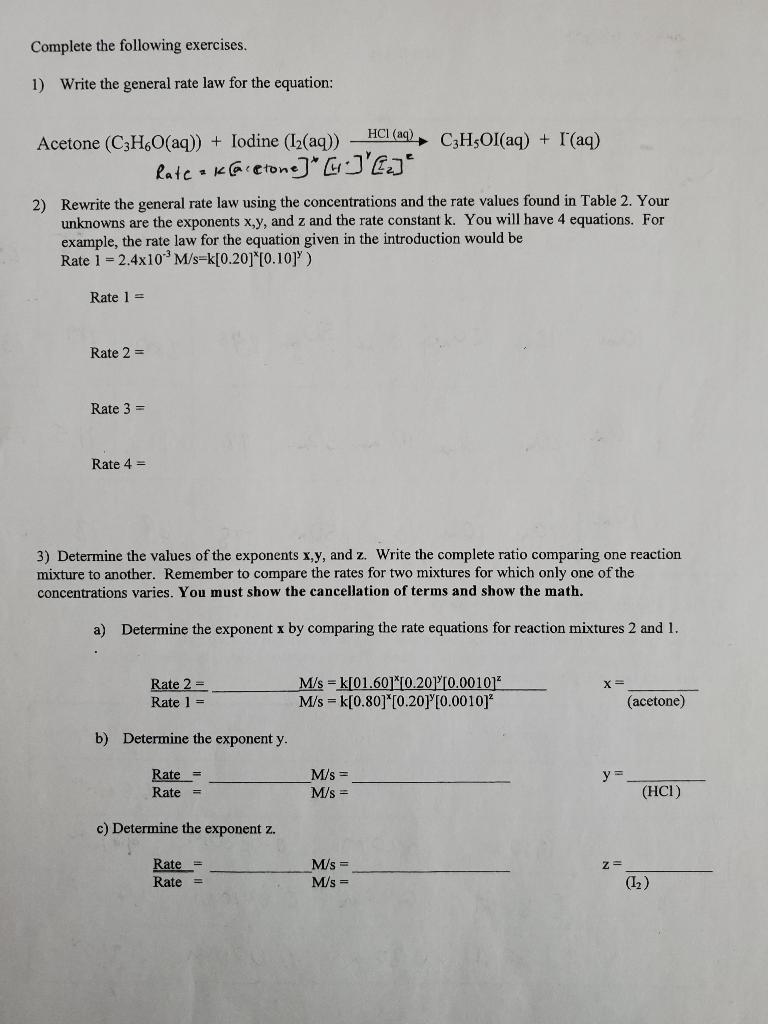 Solved Complete the following exercises. 1) Write the | Chegg.com