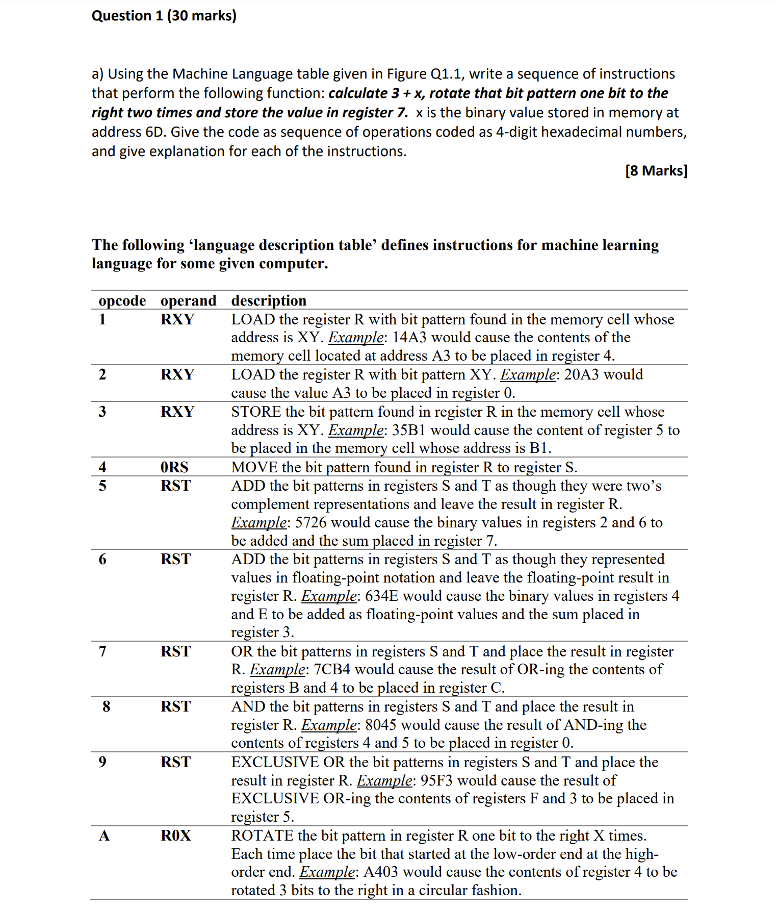 Solved a) Using the Machine Language table given in Figure | Chegg.com