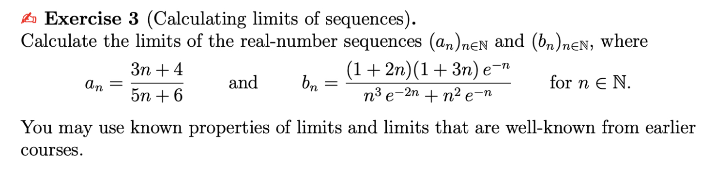 Solved Exercise 3 (Calculating limits of | Chegg.com