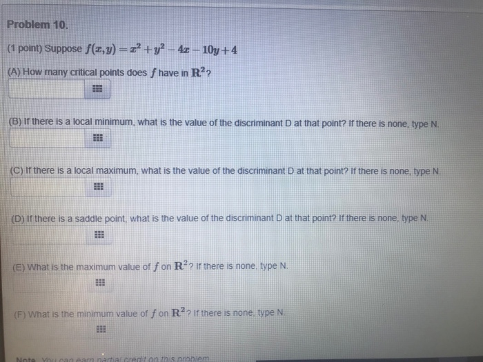 Solved Problem 10 (1 point) Suppose f(x,y) - 2 +y -4z-10y+4 | Chegg.com