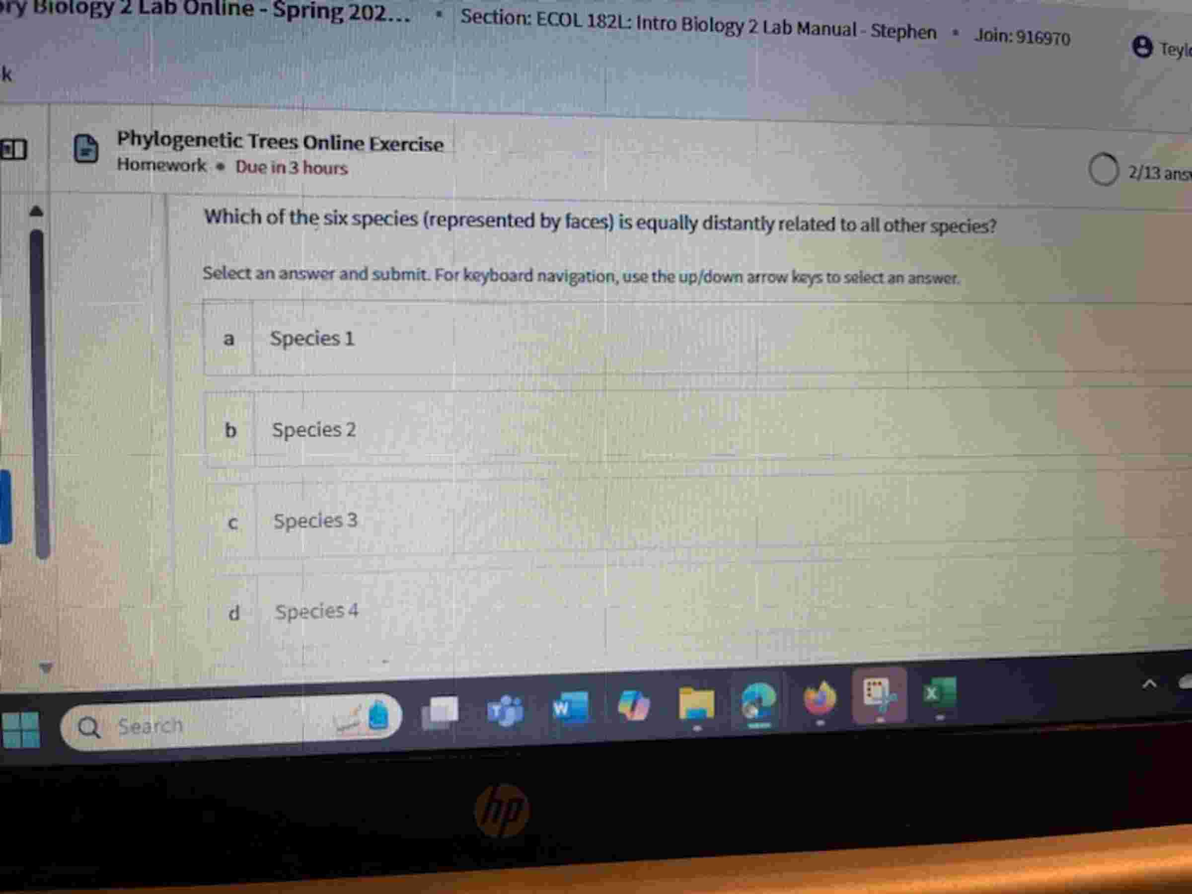 Solved Phylogenetic Trees Online Exercise Homework - ﻿Due in | Chegg.com
