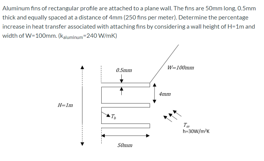 Solved Aluminum fins of rectangular profile are attached to | Chegg.com