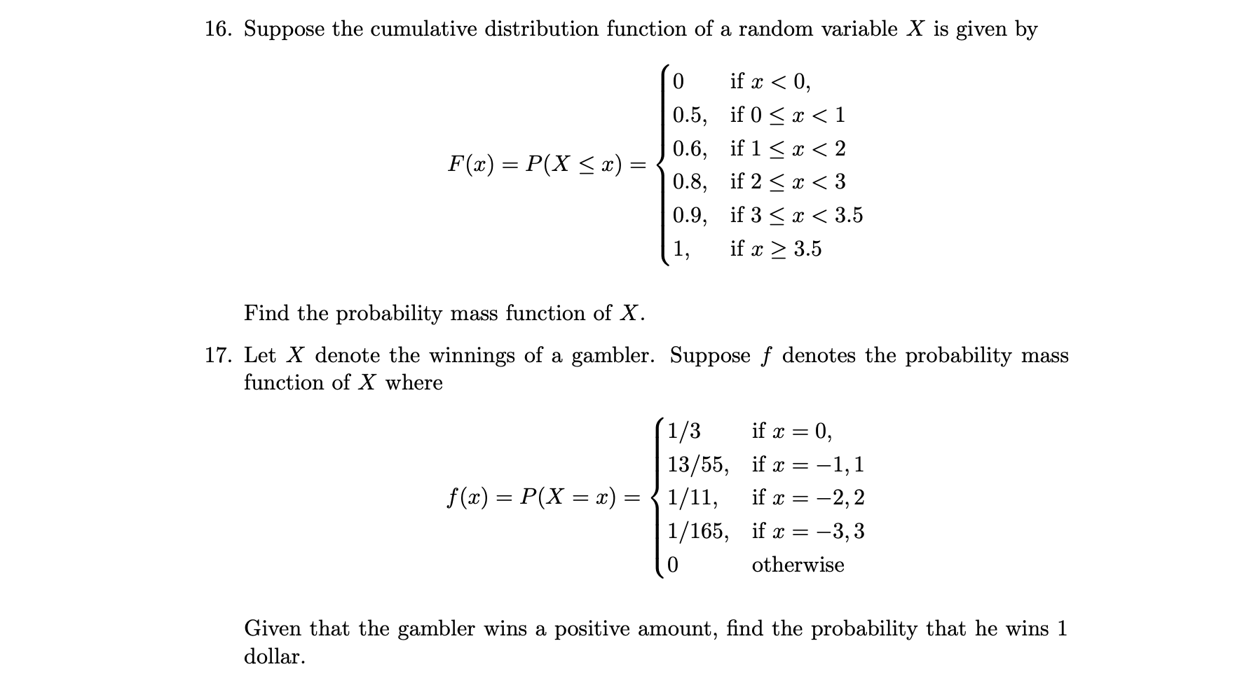 Solved 16 Suppose The Cumulative Distribution Function Of A