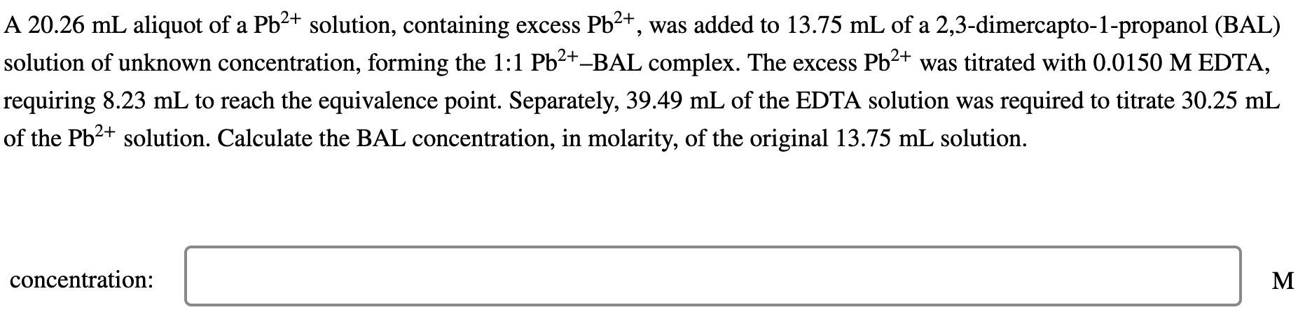 Solved A 20.26 mL aliquot of a Pb2+ solution, containing | Chegg.com