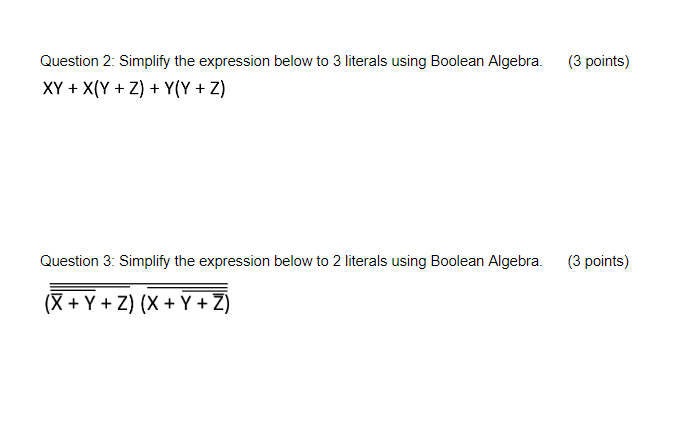 Solved (3 points) Question 2: Simplify the expression below | Chegg.com