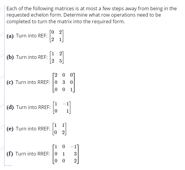 Solved Each of the following matrices is at most a few steps | Chegg.com