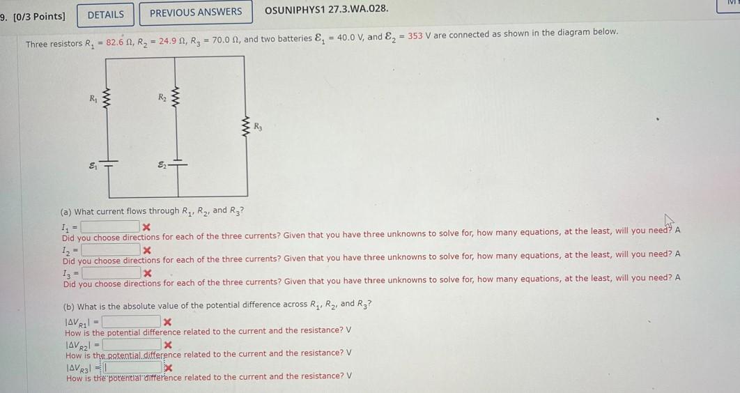 Solved ree resistors R1=82.6Ω,R2=24.9Ω,R3=70.0Ω, and two | Chegg.com