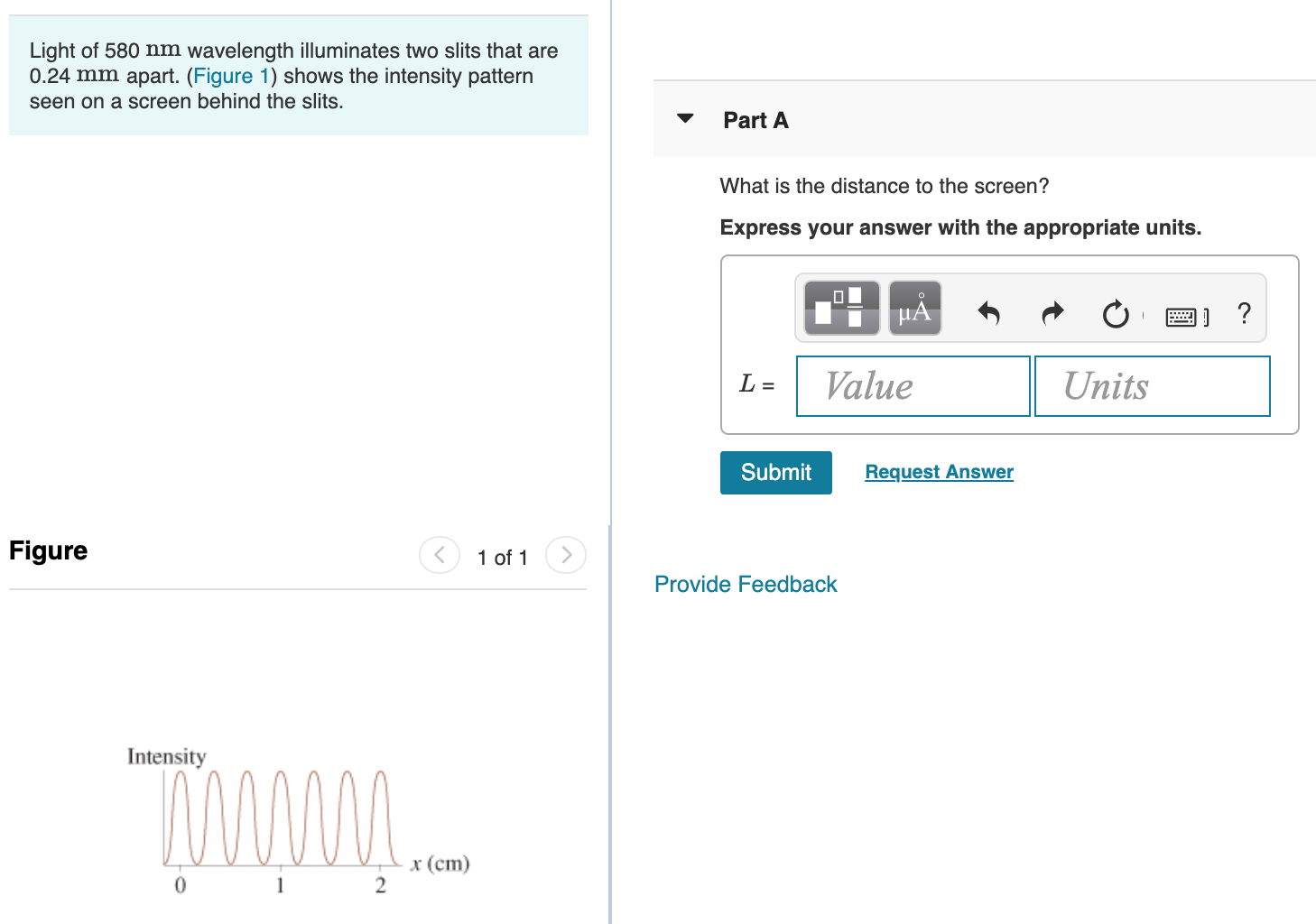 Solved Light of 580 nm wavelength illuminates two slits that | Chegg.com